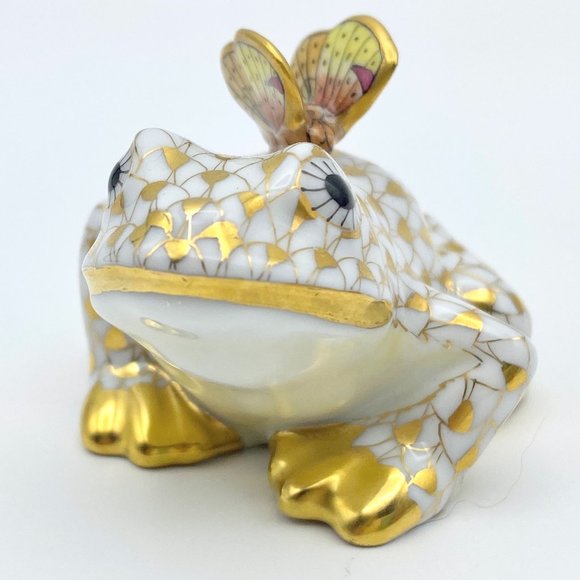 Herend | Art | Rare Herend Guild Frog Butterfly Gold Fishnet 24k Accent ...